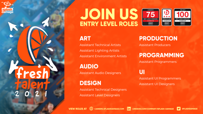 Introducing Fresh Talent 2021 - Splash Damage